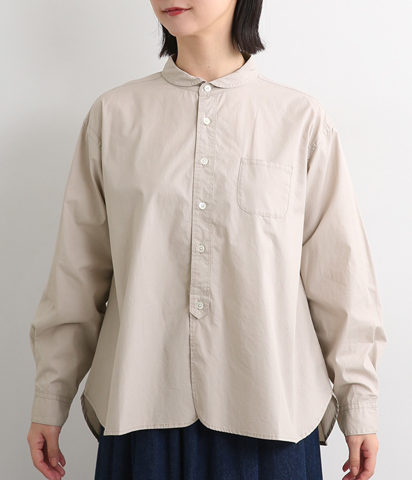 ブロードちび丸襟長袖ブラウス(B・グレージュ)【再入荷】|sloe ブロードちび丸襟長袖ブラウス(B・グレージュ)【再入荷】|sloe
